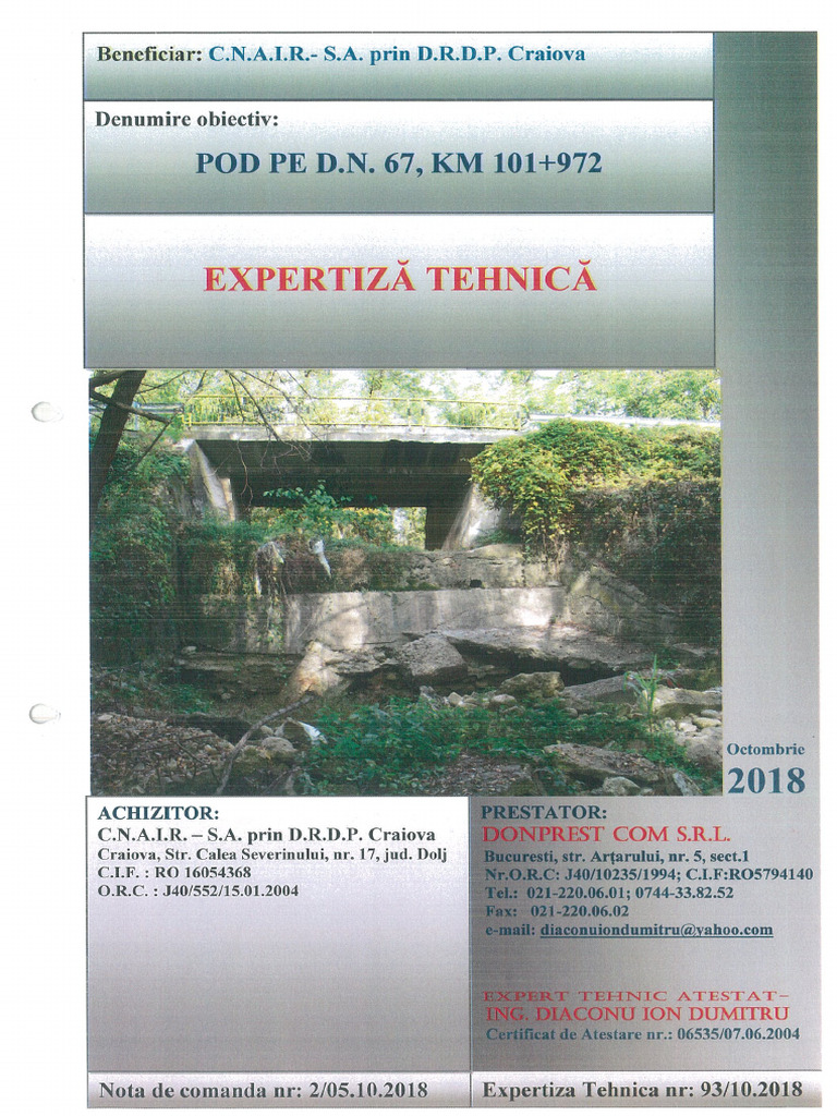 Expertiza Tehnica +incercari Nedistructive + Studiu Hidraulic | PDF