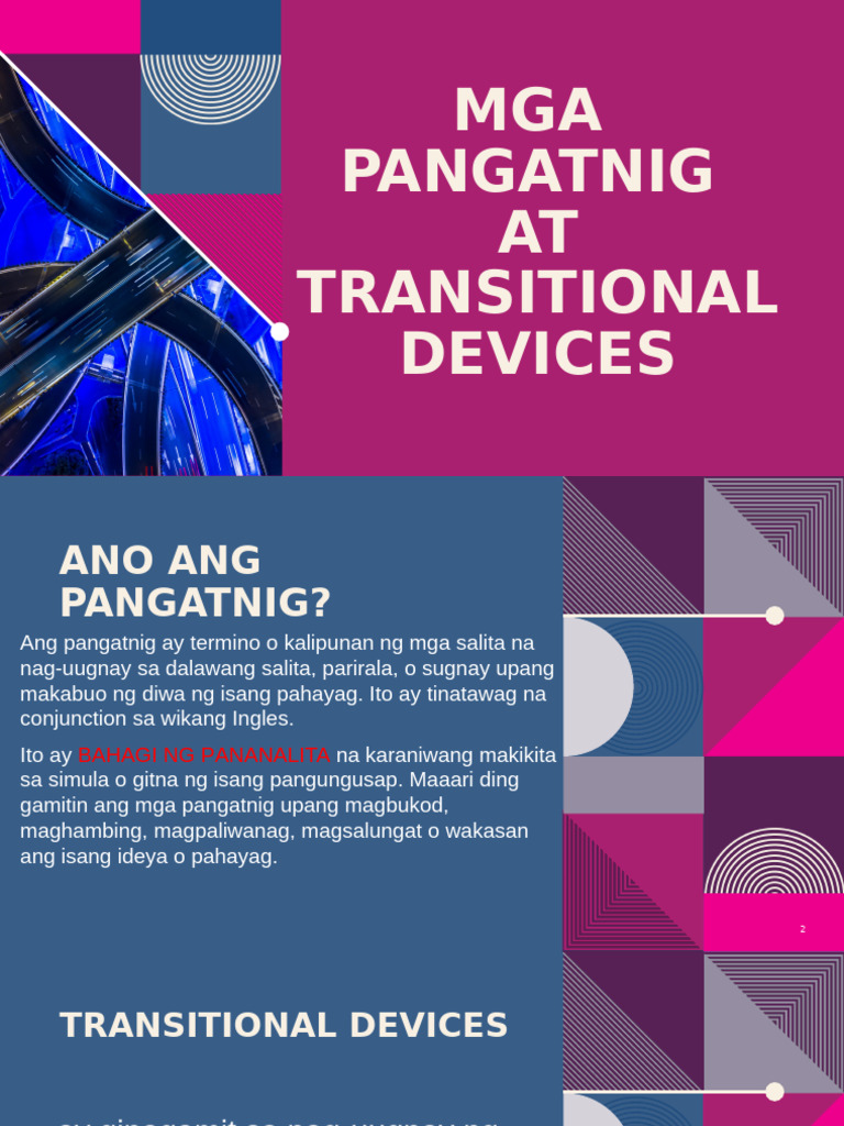 Mga Pangatnig at Transitional Devices | PDF