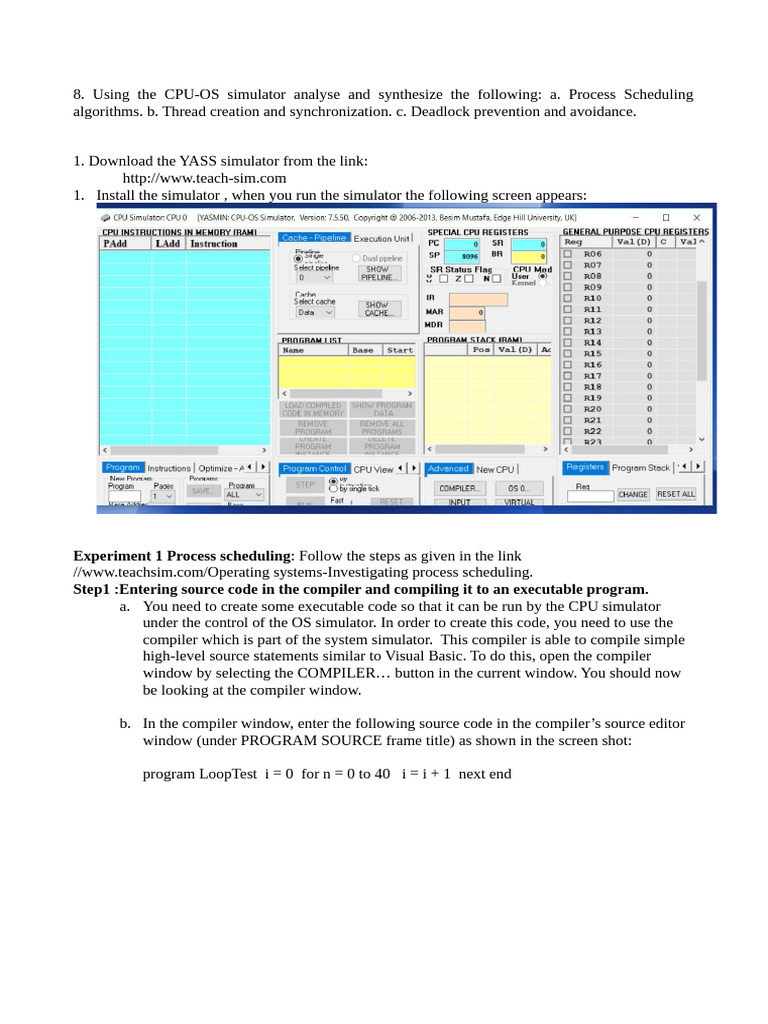 CPU - OS Simulator Manual - R2019 | PDF