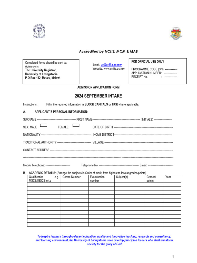 2024 September Intake Application Form - 21062024 - 240625 - 062231 | PDF