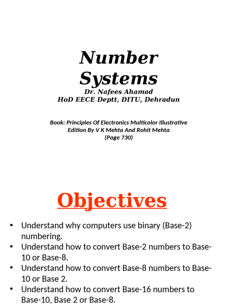 1 Binary and Decimal Number systems, | PDF