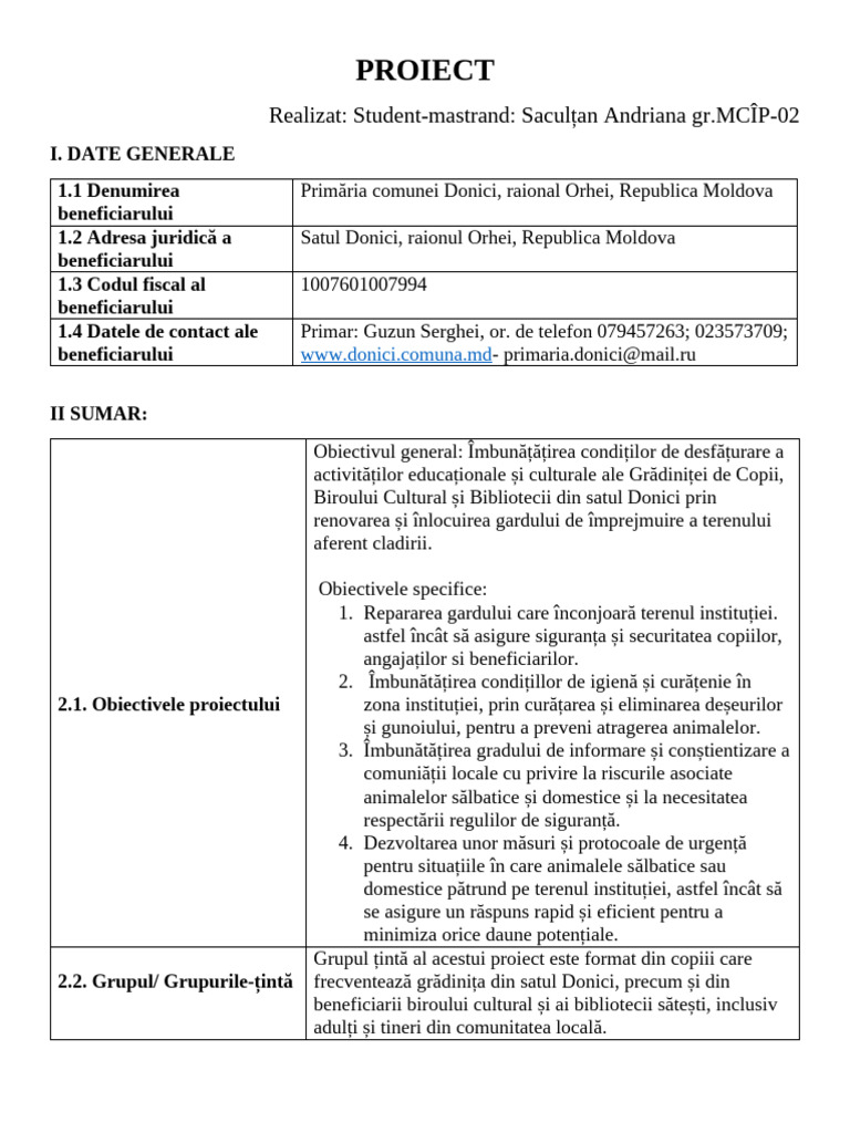 PROIECT Educational de Implimentare | PDF