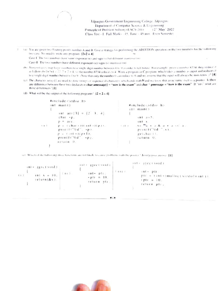 Cse'25 3rd Sem Internal | PDF