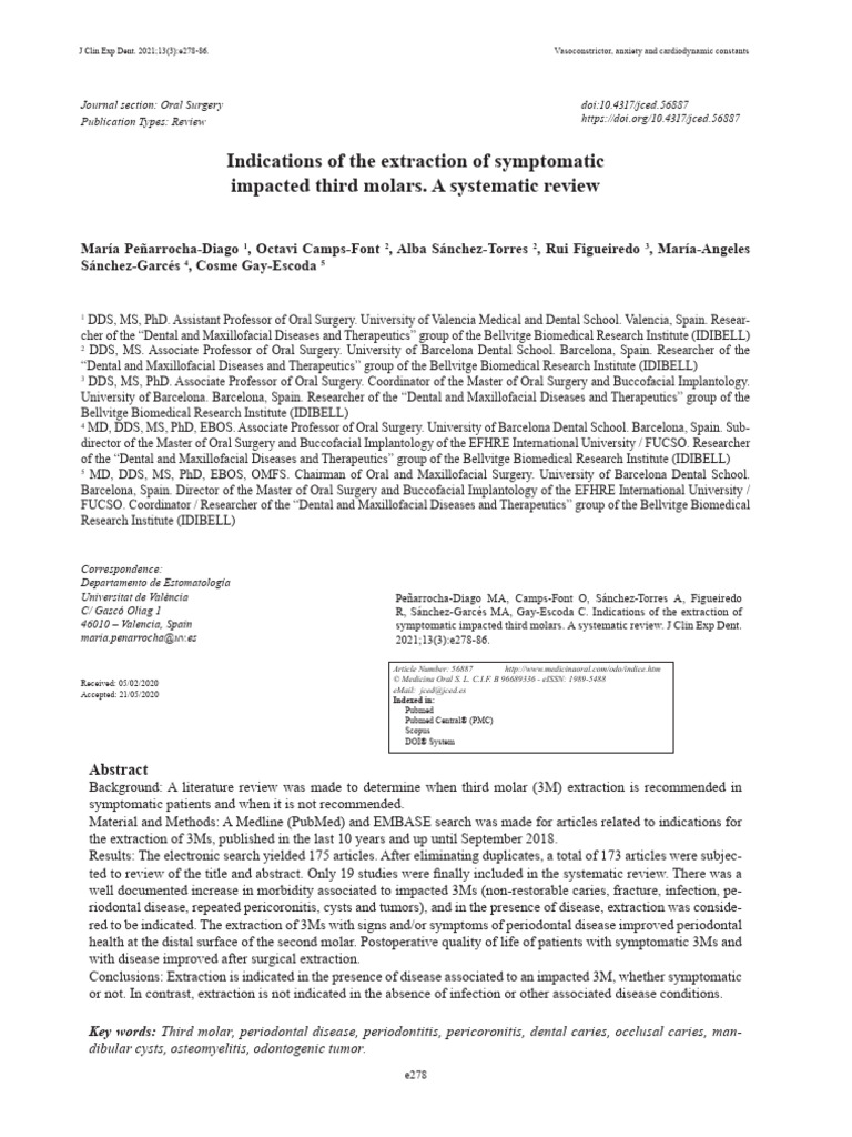 Indications of The Extraction of Symptomatic | PDF