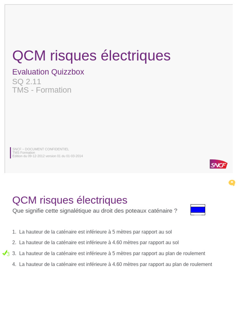 SQ 2.11 QCM Risques Électriques - Copie | PDF