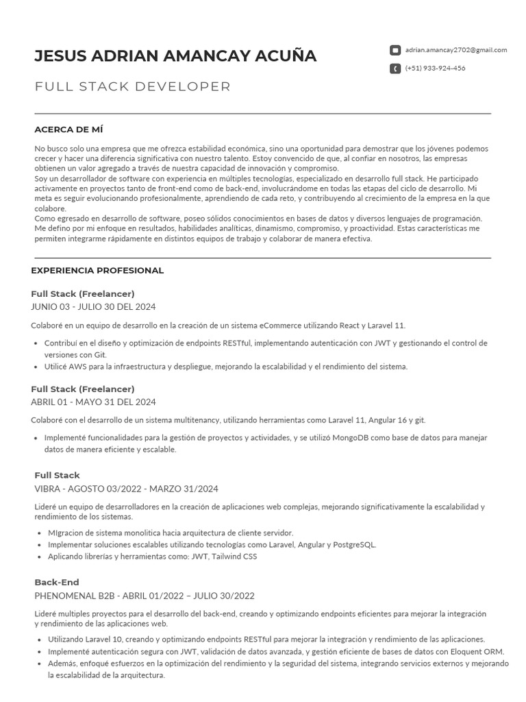 CV Jesus Amancay Acuña | PDF