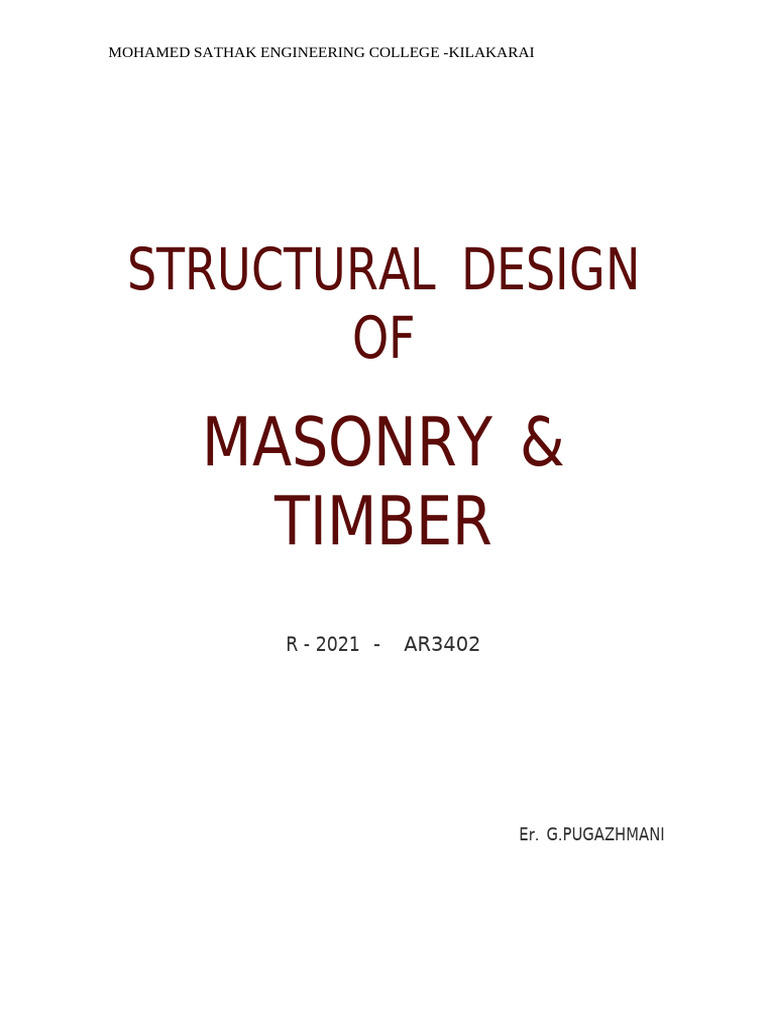 0-Structural Design of Masonry & Timber | PDF