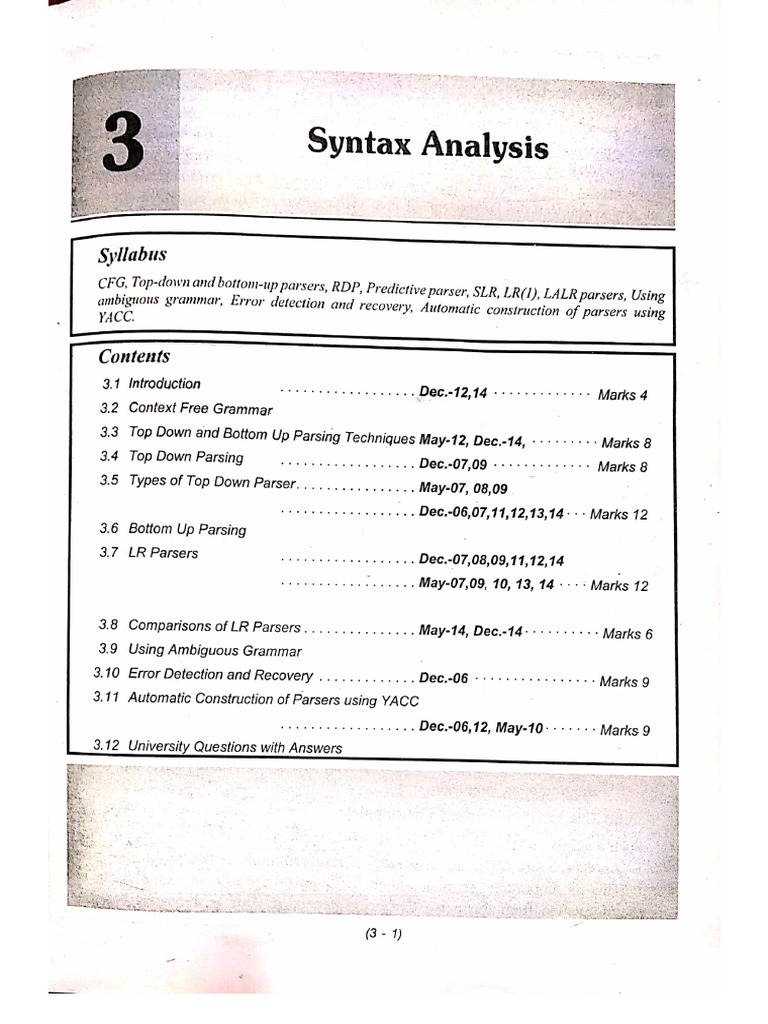 Syntax Analysis PDF | PDF