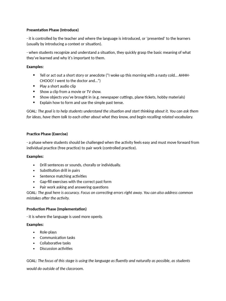 Presentation Phase (Introduce) | PDF