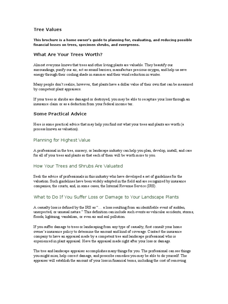 Tree Values | PDF | Real Estate Appraisal | Trees