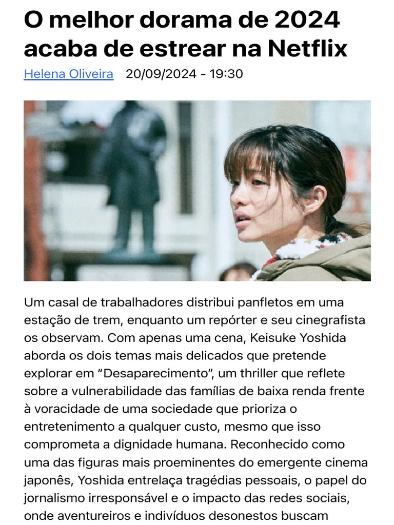 O Melhor Dorama de 2024 Acaba de Estrear Na Netflix - Revista Bula | PDF