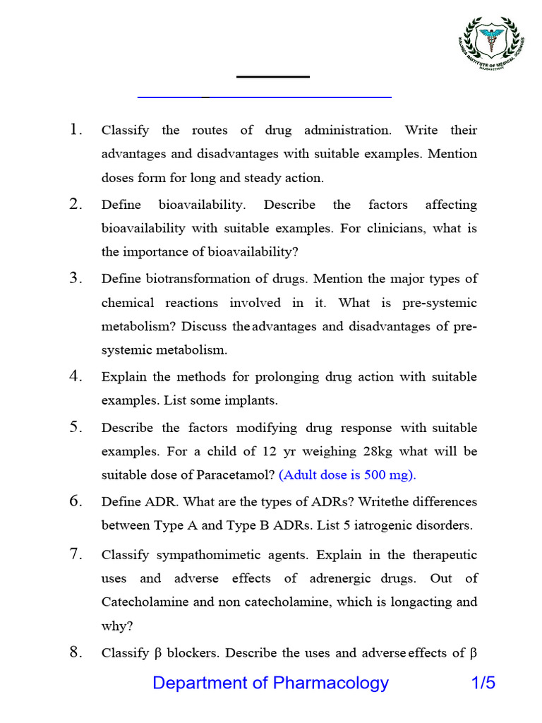 Few Important Questions | PDF