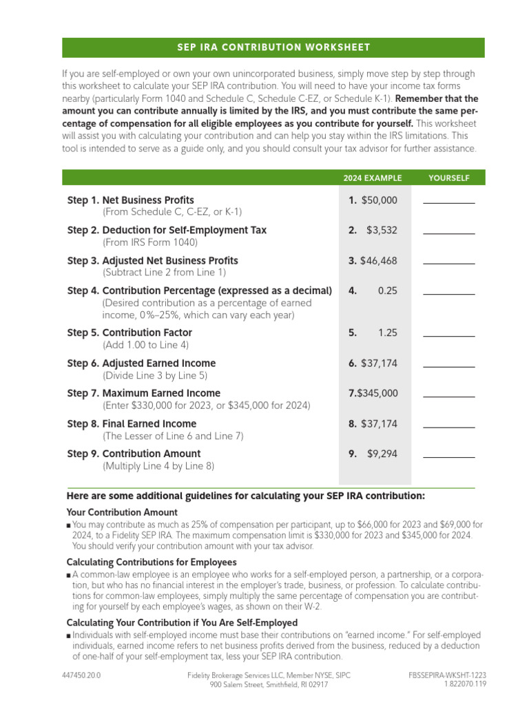 SEP IRA Worksheet | PDF