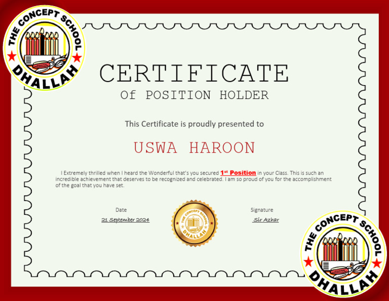 Class PREP Top Student Certificate | PDF