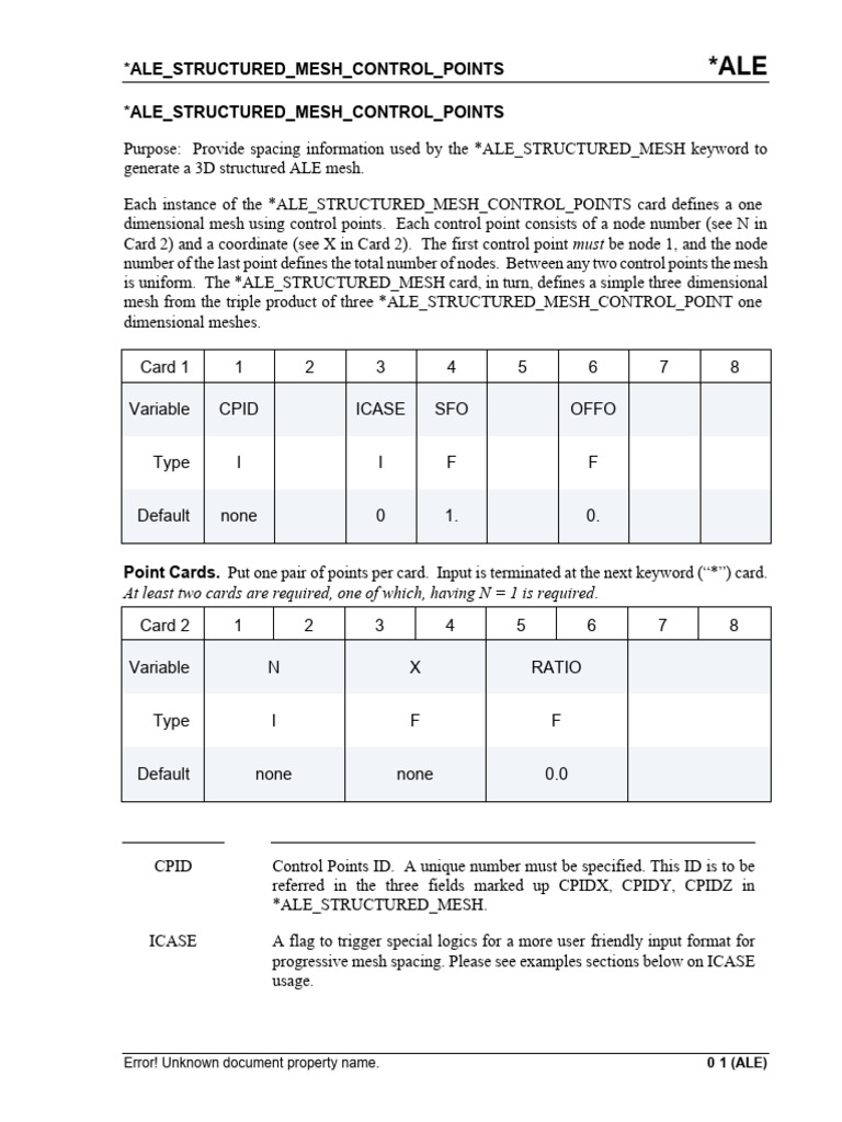 Ale Structured Mesh Control Points | PDF