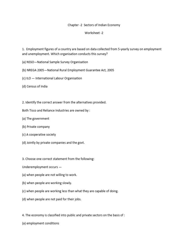 Economics Chapter 2 Worksheet | PDF