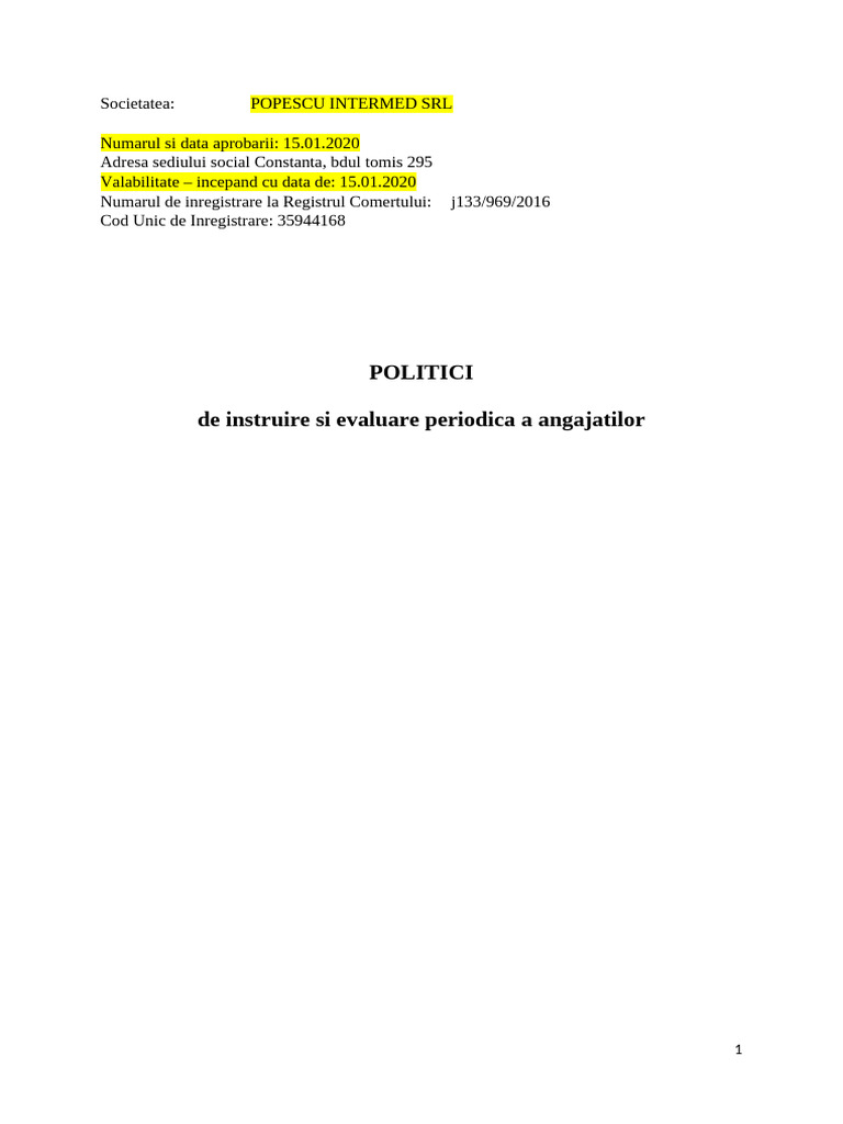 Politici Instruire Evaluare Angajati | PDF