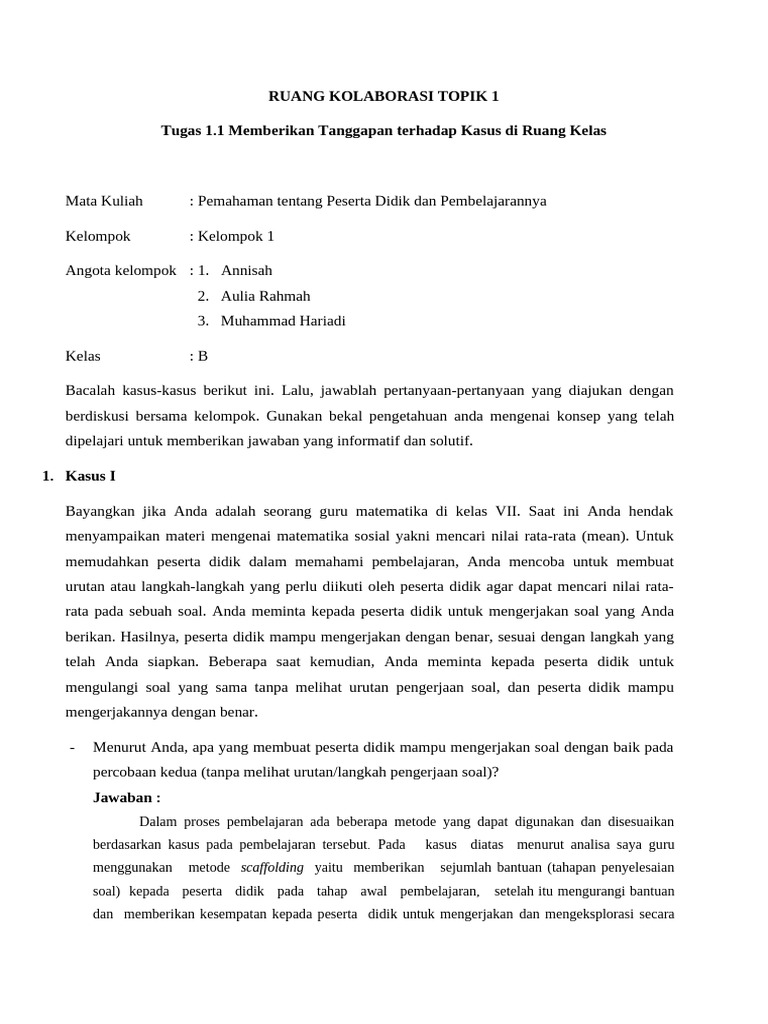 Ruang Kolaborasi Topik 1 Kelompok 1 | PDF