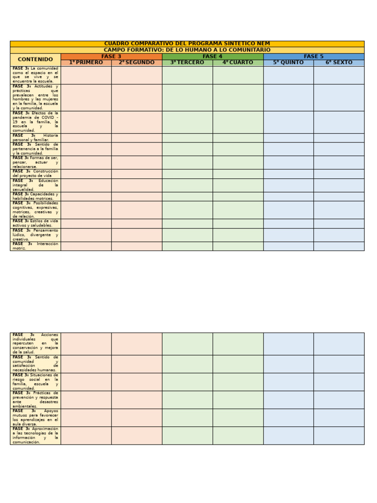 CUADRO COMPARATIVO DEL PROGRAMA SINTETICO NEM | PDF