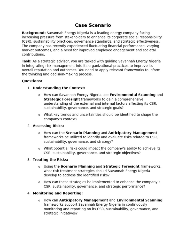 Case Scenario - Managing Risk and Reputation | PDF | Corporate Social ...