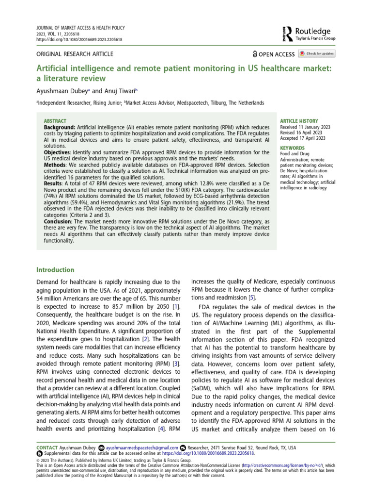 Journal2 Ai Remote Patient Monitoring | PDF | Artificial Intelligence | Self-Improvement