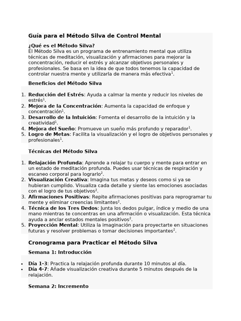 Guía para el Método Silva de Control Mental | PDF