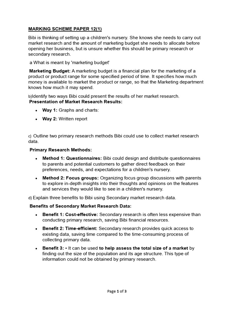 Revision Paper (1) 12 - MARKING SCHEME | PDF