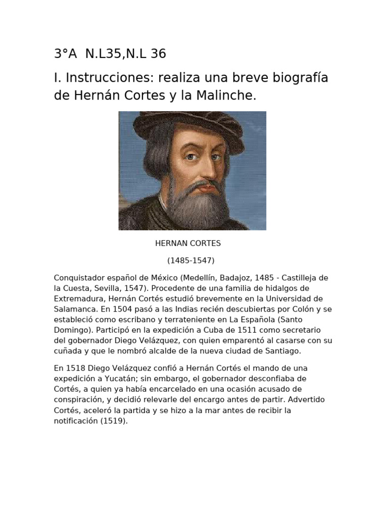 Biografía breve de Hernán Cortés | PDF