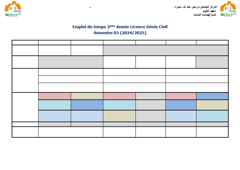 Emploi Du Temps L2 - GC Final 2024-2025 | PDF