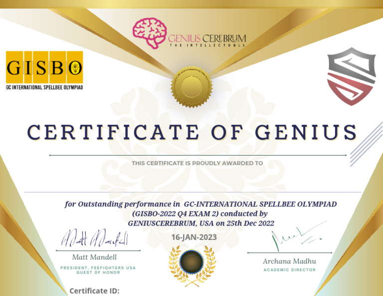 Gisbo q4 Exam 2 2022 Certificate of Genius | PDF