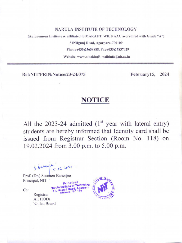 Notice - Id Card | PDF