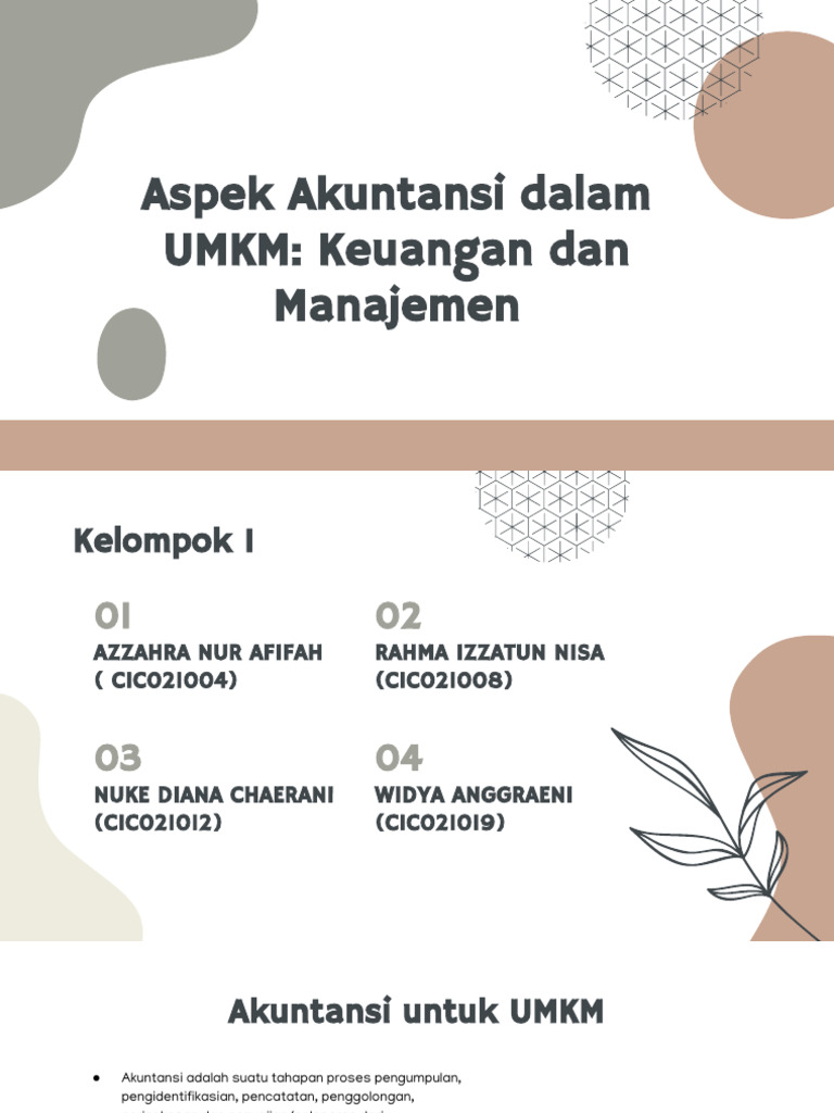 Kel 1 - Aspek Akuntansi Dalam UMKM | PDF