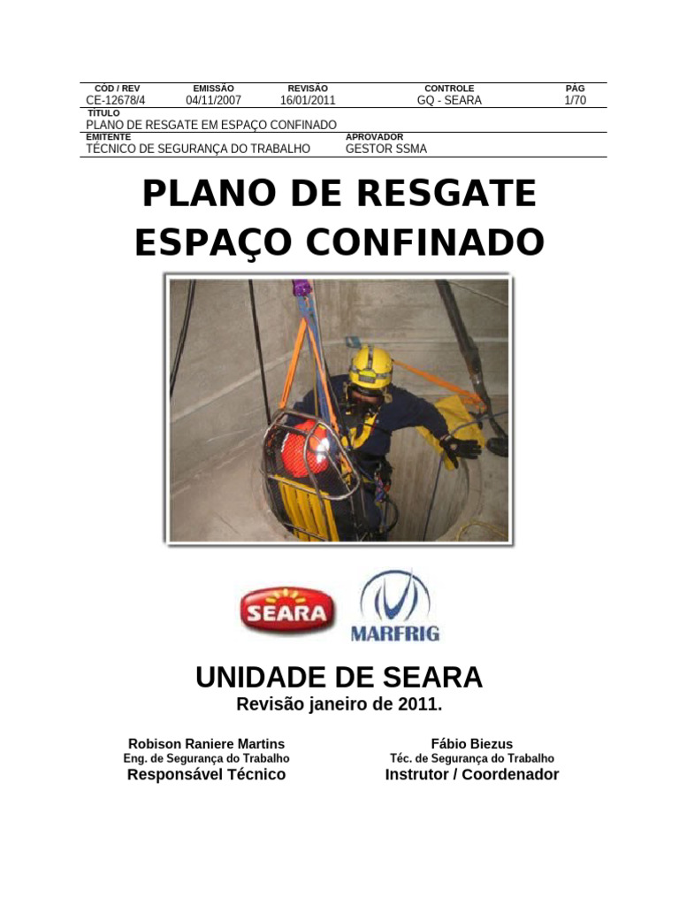 CE12678SEA - Plano de Resgate Espaço Confinado - 2011 | PDF