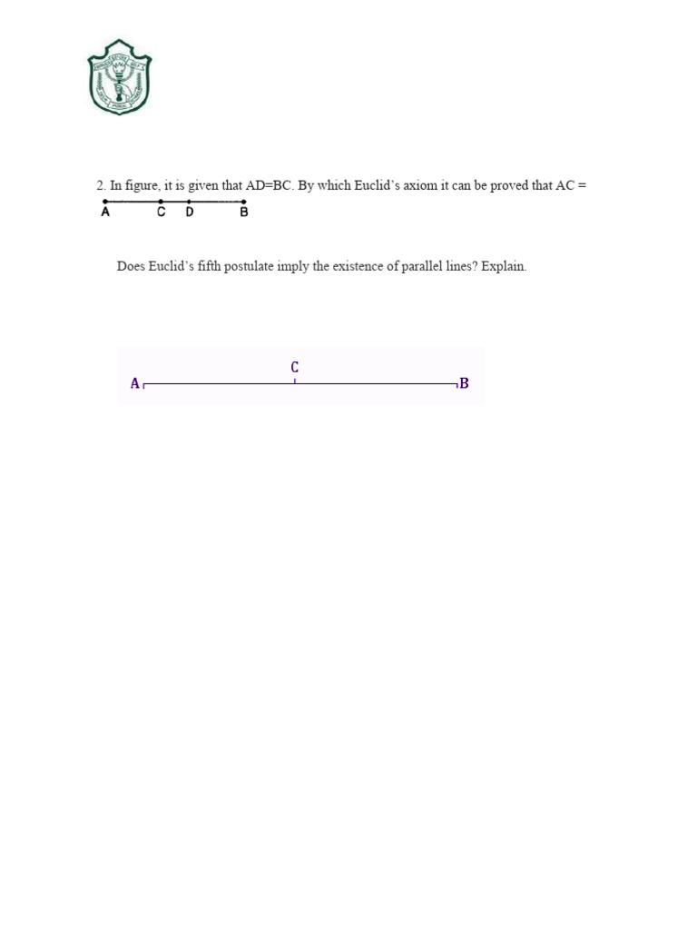 Worksheet-2 (Euclid Geometry) | PDF