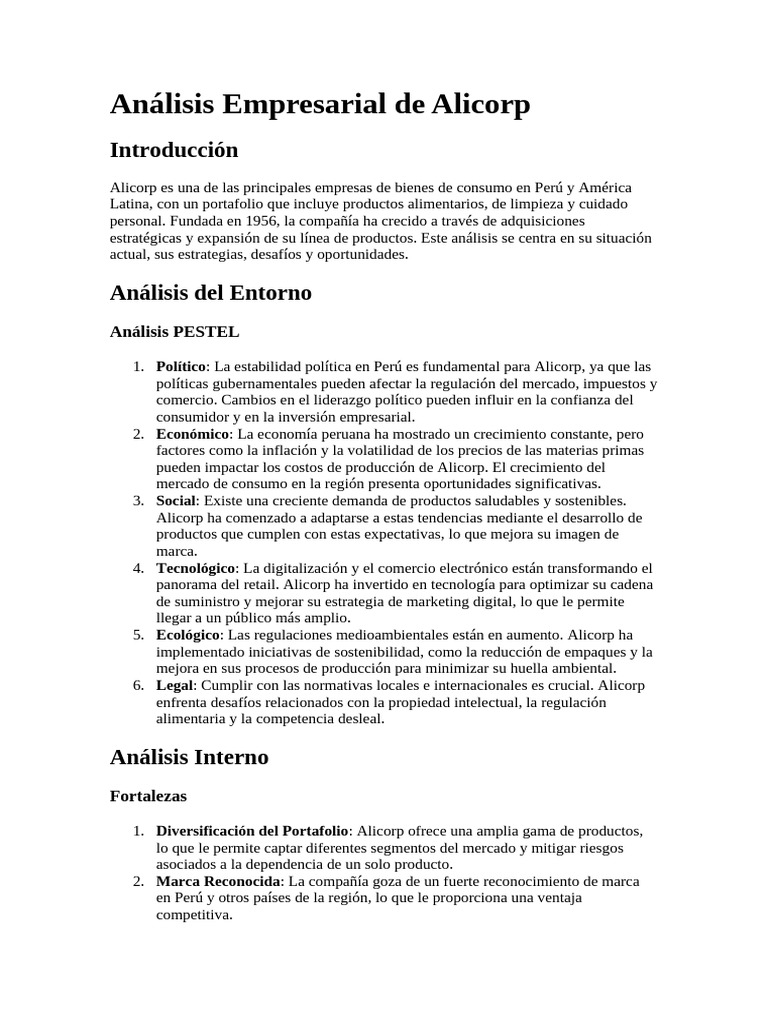 Análisis Empresarial de Alicorp | PDF