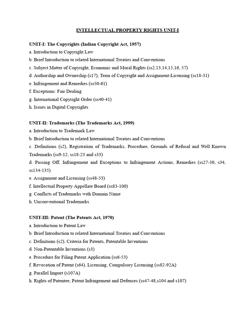 Ipr U1 | PDF | Copyright | Trips Agreement