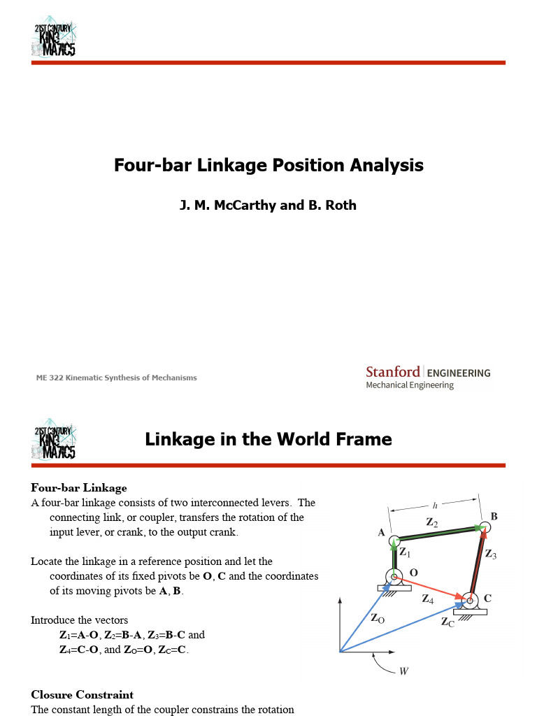 T1 Four Bar Linkage Analysis Revised | PDF