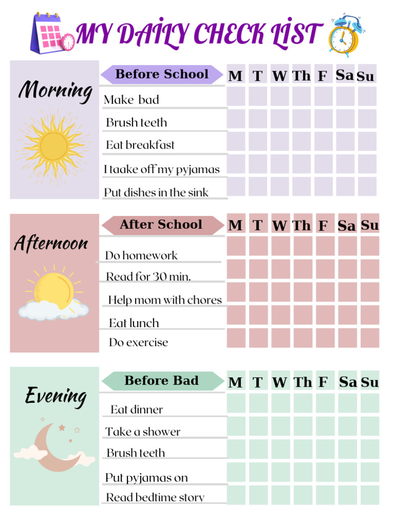 My Dai̇ly Check Li̇st | PDF