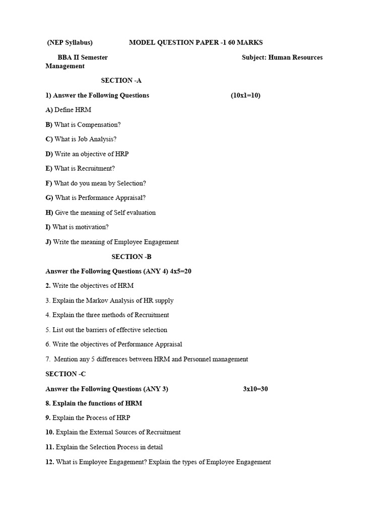 HRM BBA 2nd Module Papers | PDF | Human Resource Management | Career ...