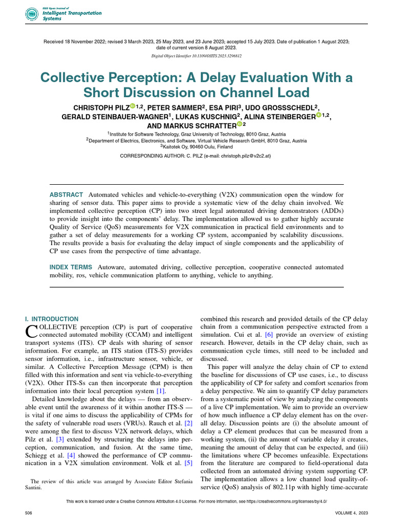 Collective Perception A Delay Evaluation With A Short Discussion On ...