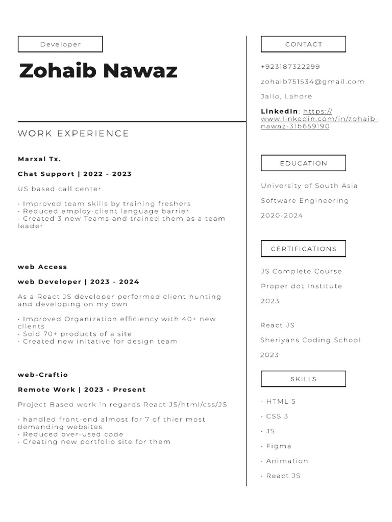Zohaib CV | PDF