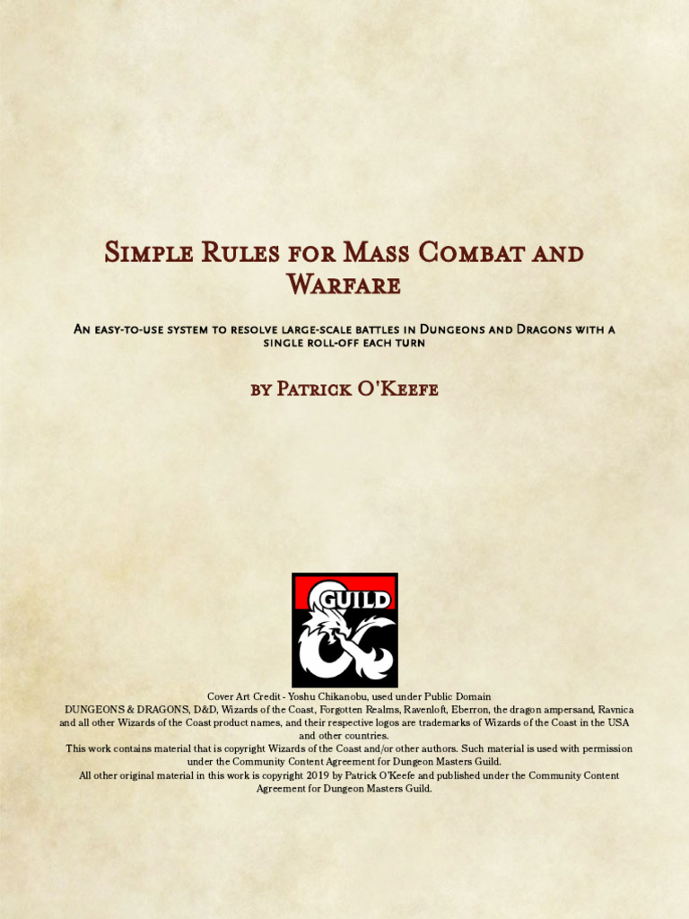 Simple Rules For Mass Combat and Warfare: by Patrick O'Keefe | PDF