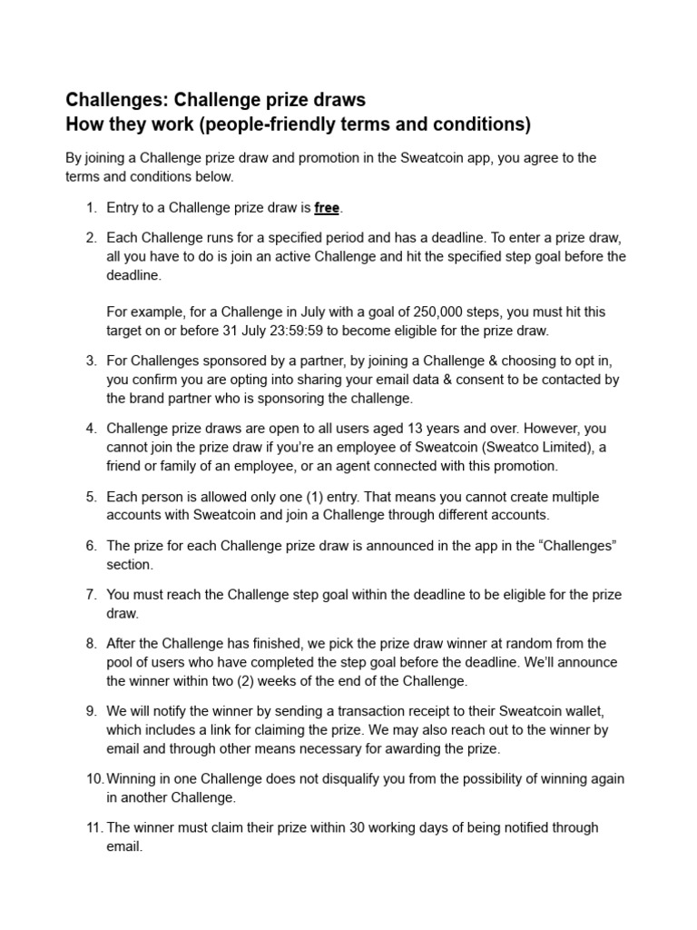 Challenge Prize Draw Tcs | PDF