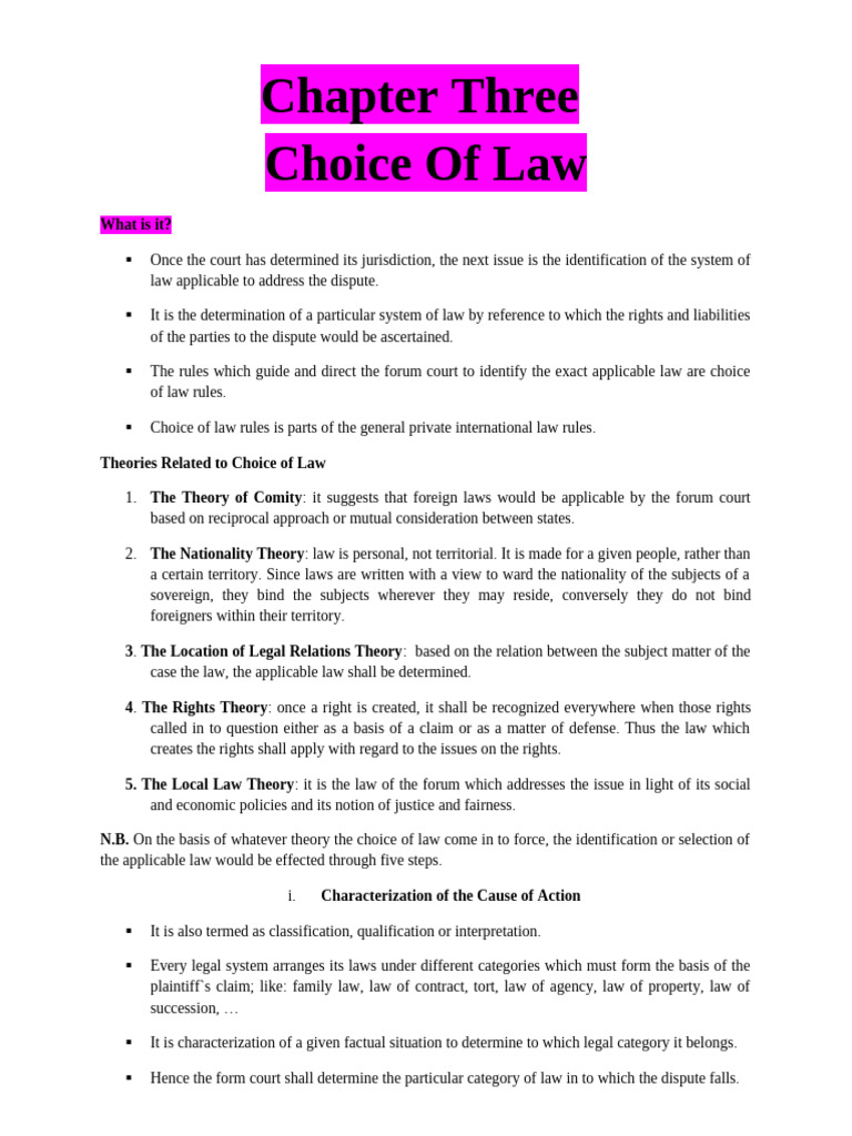 Choice of Law | PDF