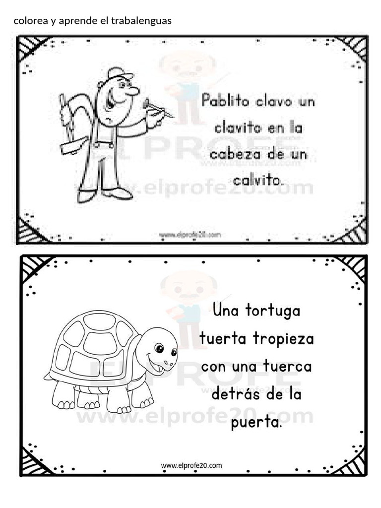Colorea y Aprende El Trabalenguas | PDF