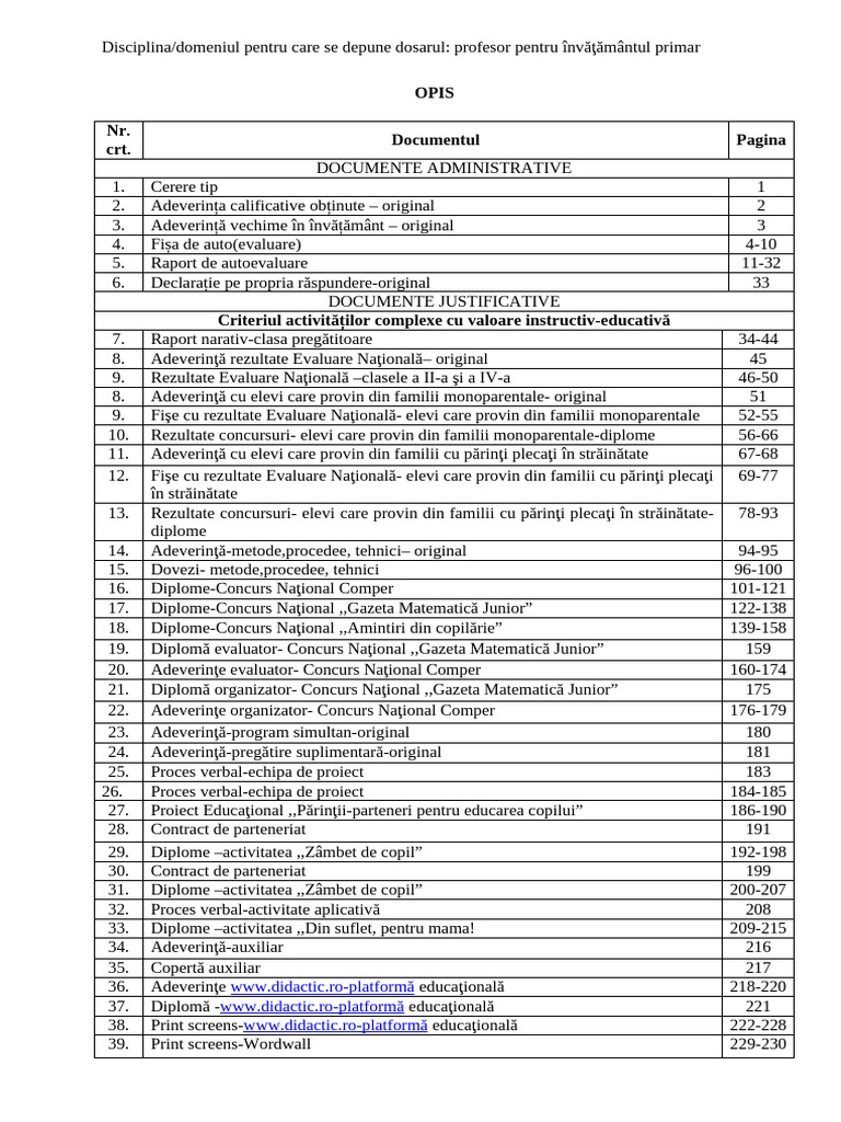 Opis Dosar Gradatie | PDF