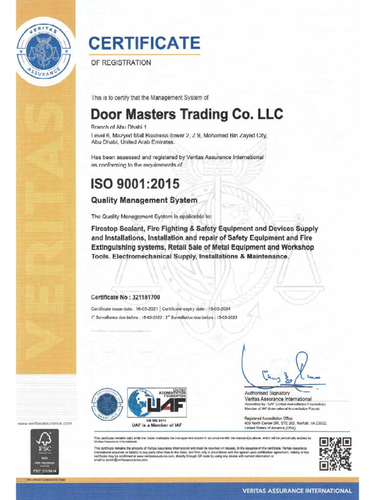 DMT ISO Certificate | PDF