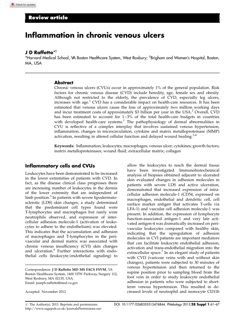 Raffetto 2013 Inflammation in Chronic Venous Ulcers | PDF