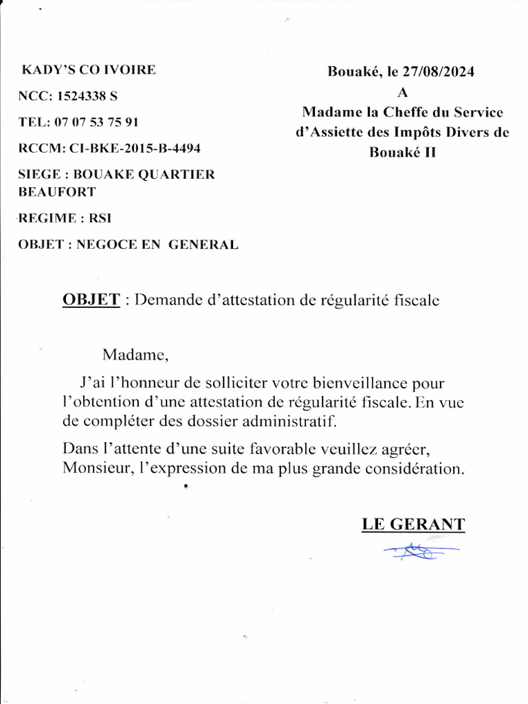 Demande Arf Kadysco | PDF