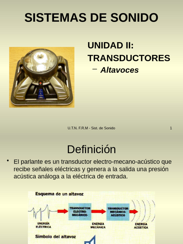 Sistemas de Sonido - Unidad2 - Parlantes | PDF